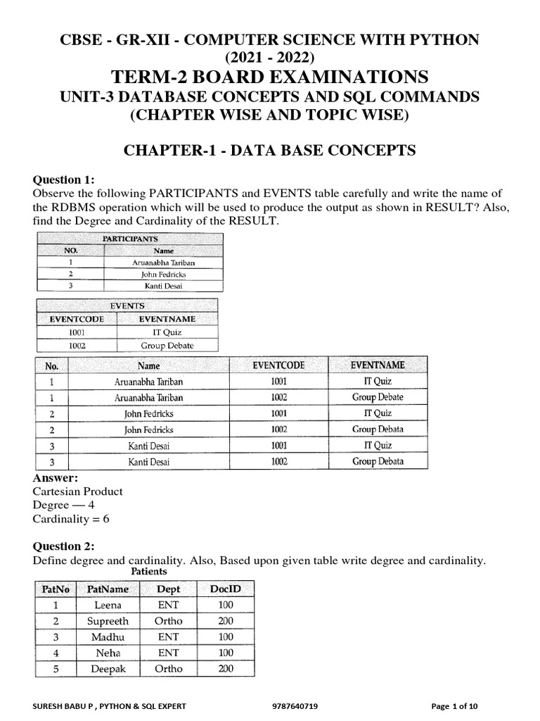 SQL and Interface Full Revision | PDF