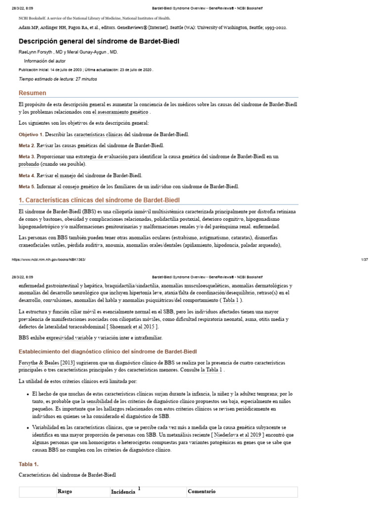 Bardet-Biedl Syndrome Overview - GeneReviews® - NCBI Bookshelf | PDF ...