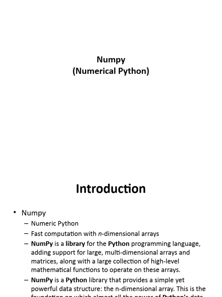 Numpy (Numerical Python) | PDF