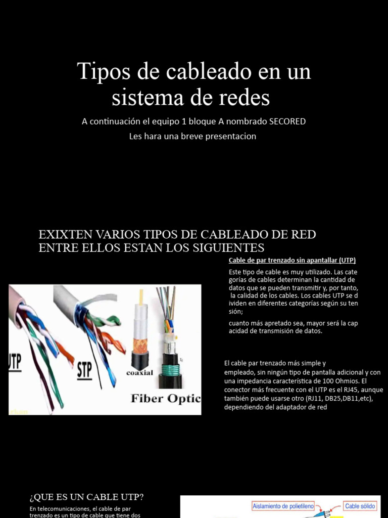 Tipos de Cableado en Un Sistema de Redes | PDF | Cable coaxial ...