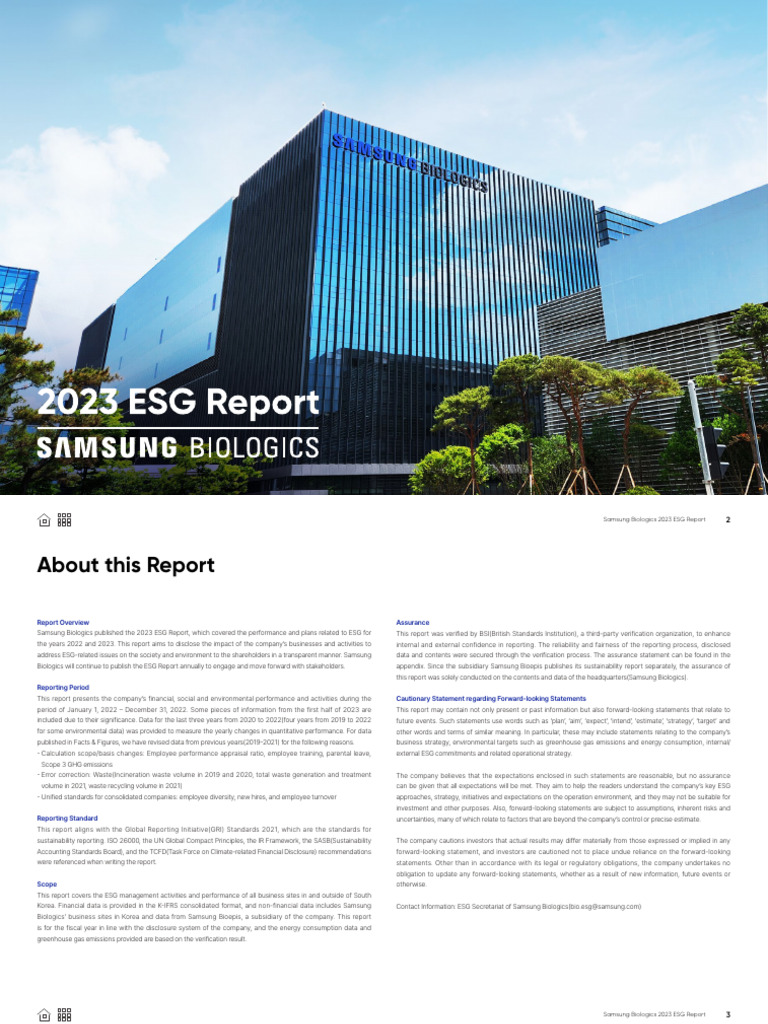 Samsung Biologics ESG Report 2023 | PDF