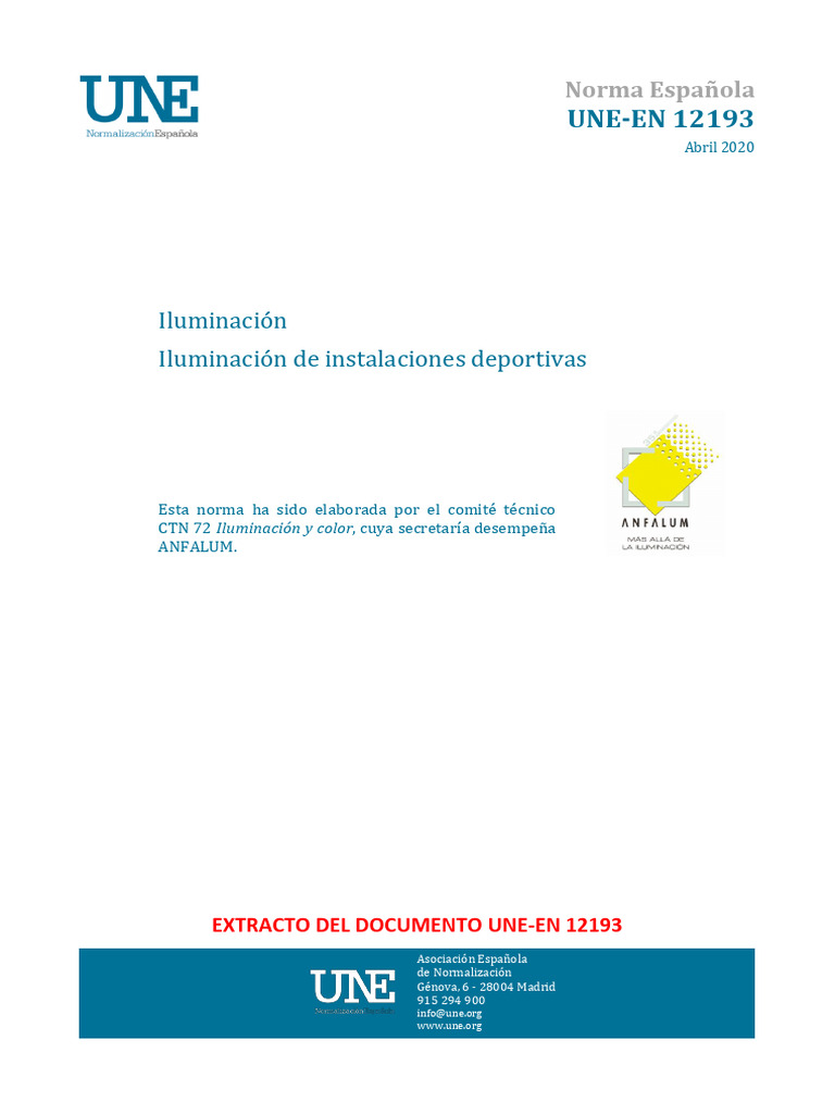 Norma UNE-EN 12193: Iluminación Deportiva | PDF | Encendiendo ...