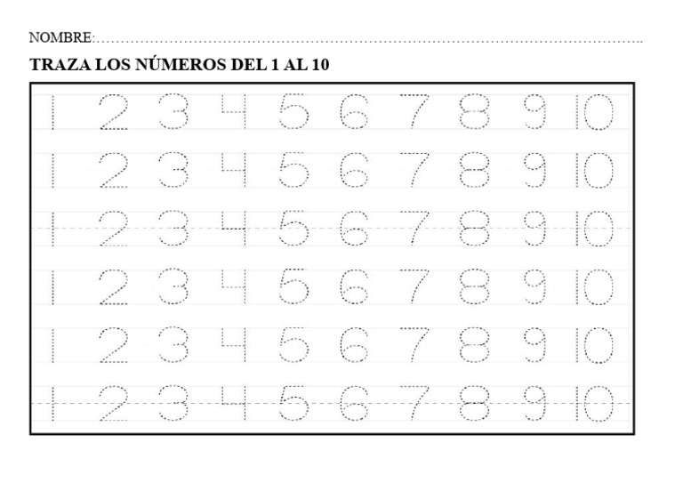 Traza Los Números Del 1 Al 10 | PDF