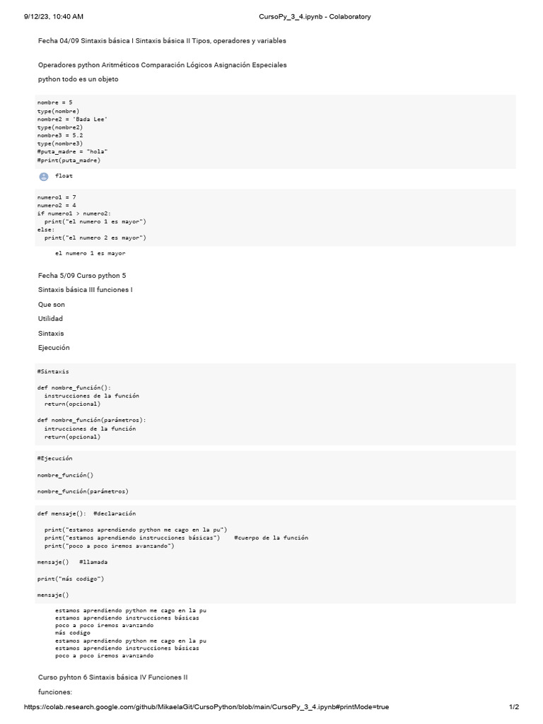 Curso Básico de Python en Colab | PDF | Informática
