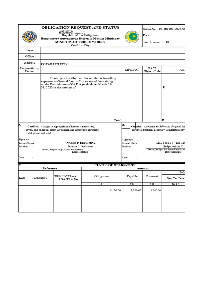 Fai 5. OBLIGATION REQUEST AND STATUS | PDF