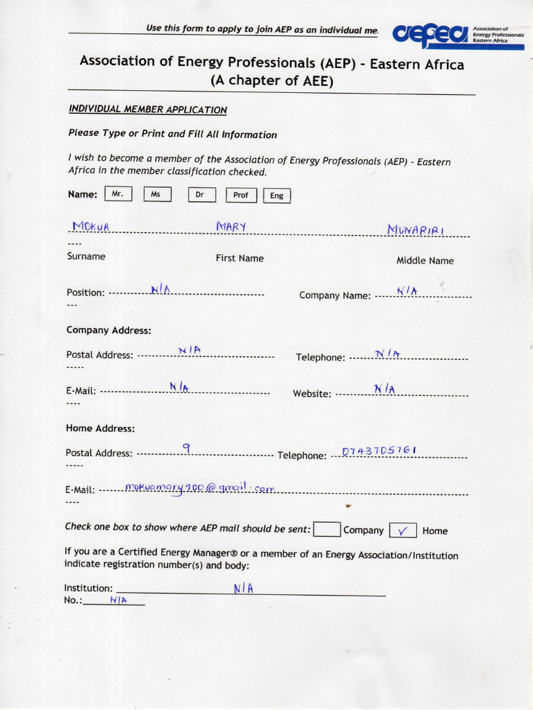 Aep Form | PDF
