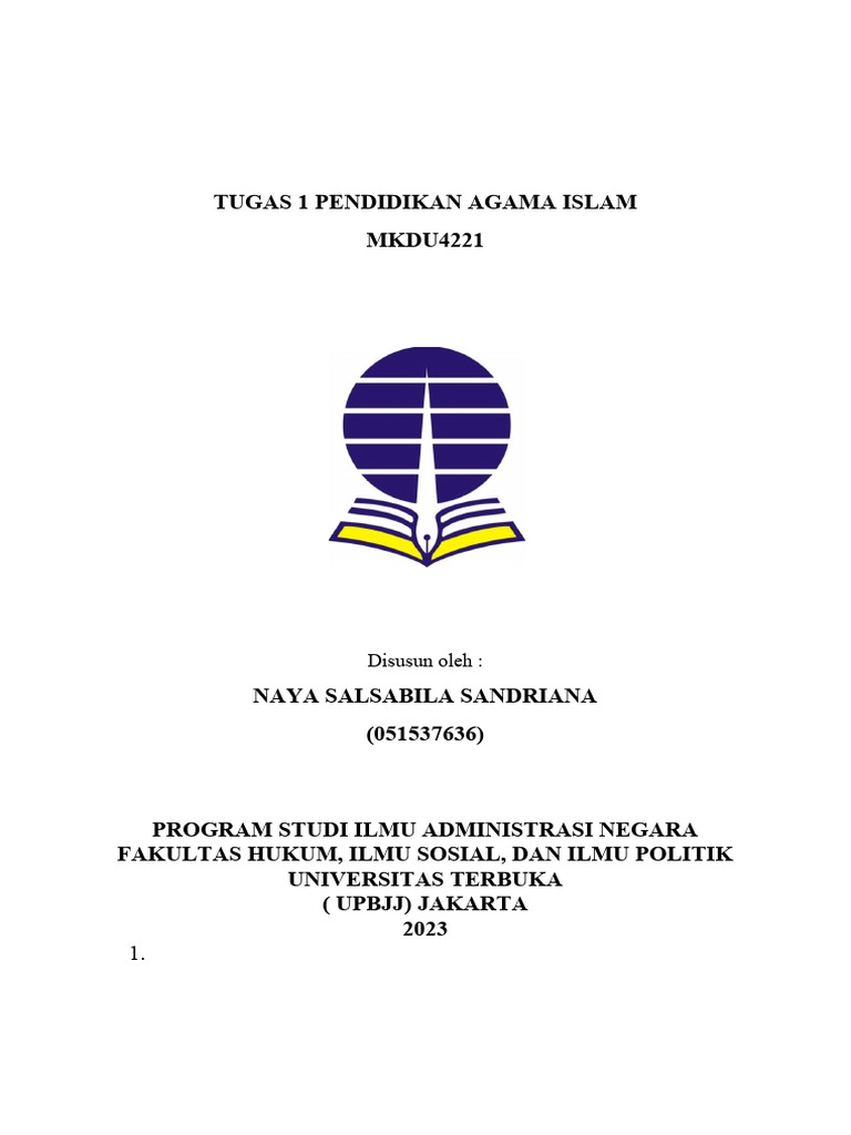 Contoh Cover Tugas Ut1 | PDF