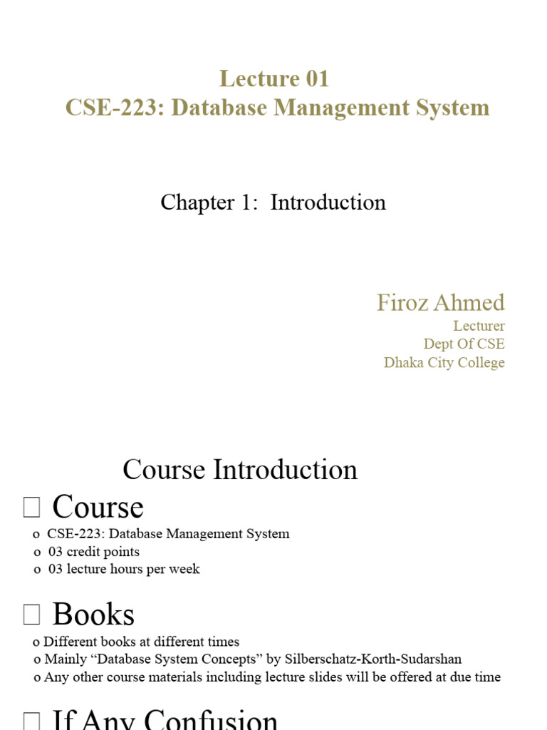 Cse 223 Lec 01 Introduction Pdf Databases Data Model