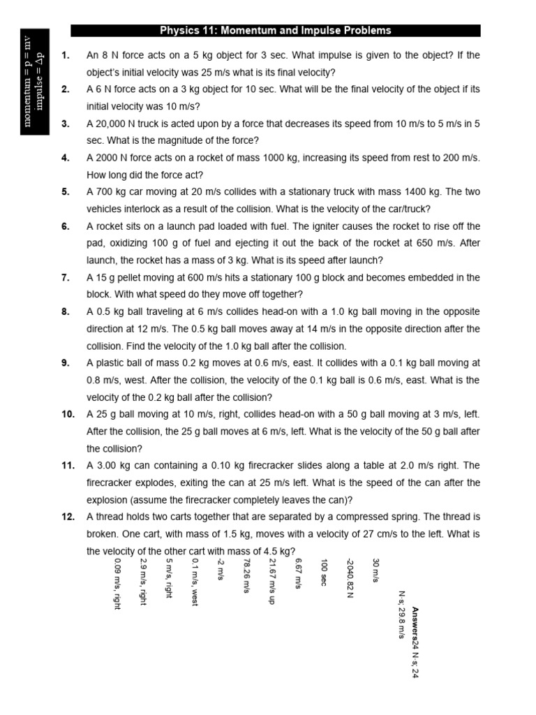 1 - Momentum Problems 2 | PDF | Collision | Momentum