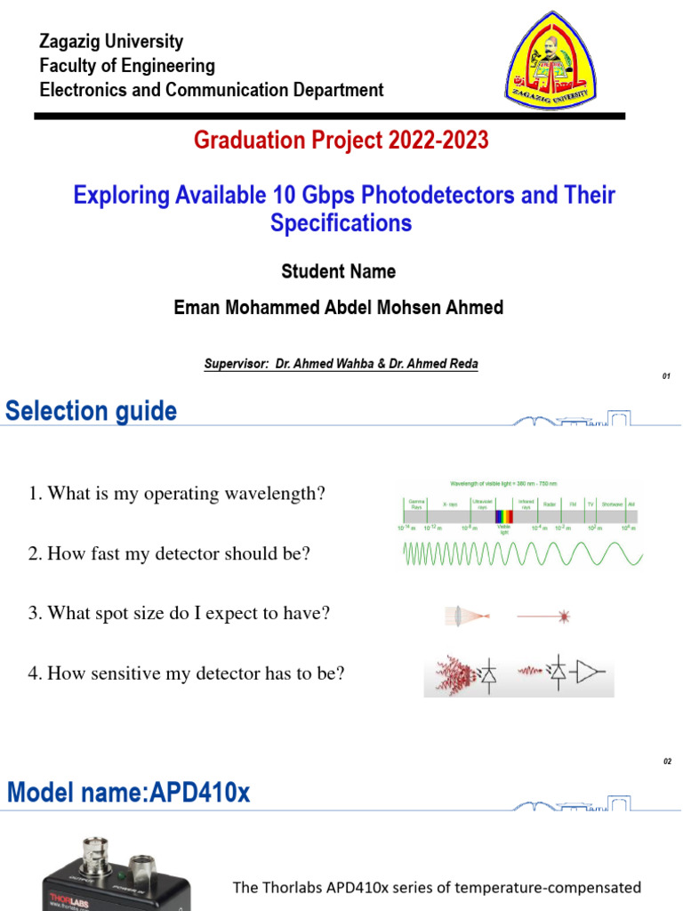 Graduation Project 2022-2023: Exploring Available 10 Gbps Photodetectors and Their ...