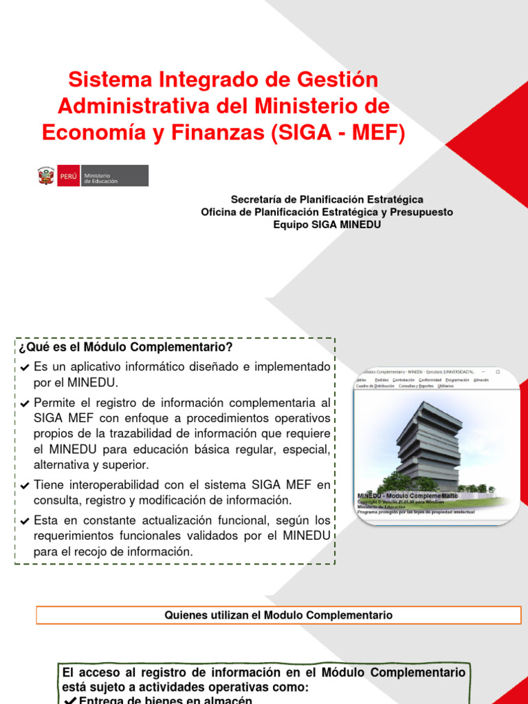 SIGA-MEF - Modulo Complementario - VF | PDF