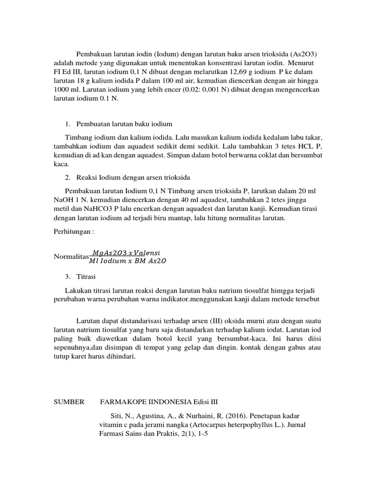 Pembakuan Larutan Iodin-1 | PDF | Memasak, Makanan, & Anggur