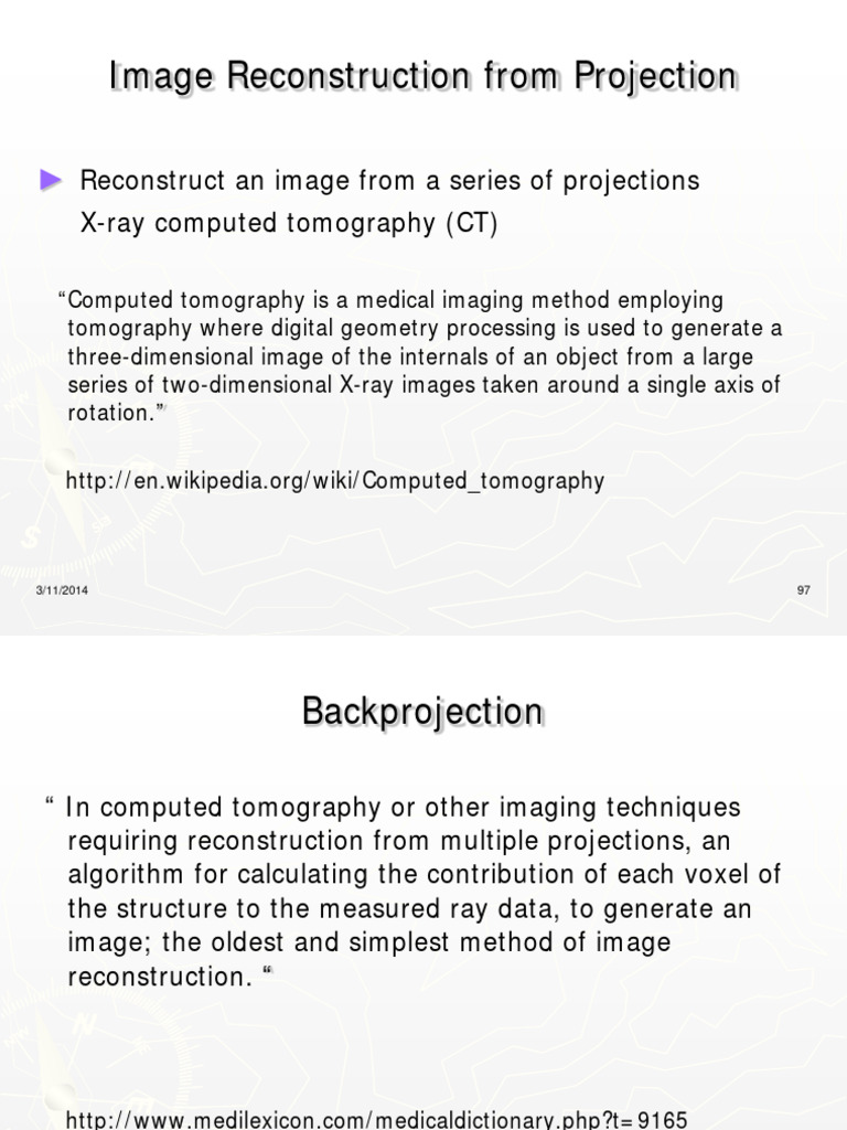 Image Reconstruction From Projections 1 Pdf Ct Scan Tomography