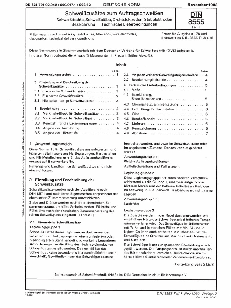 Din 8555-1 1983-11 | PDF