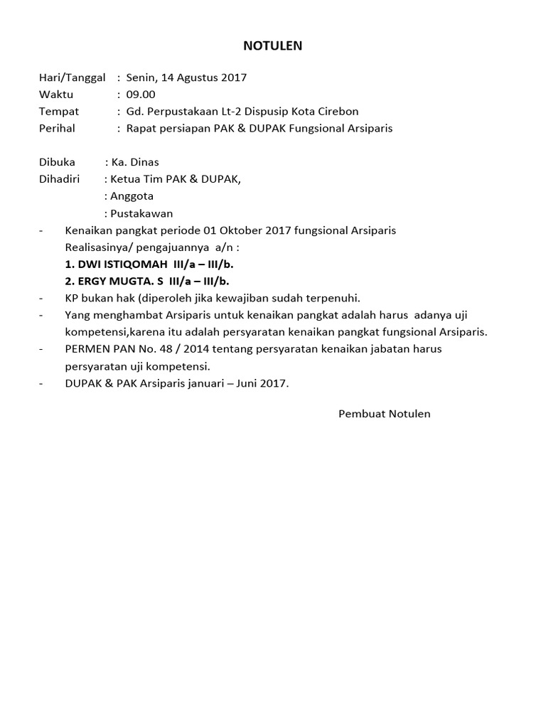 Contoh Notulen | PDF