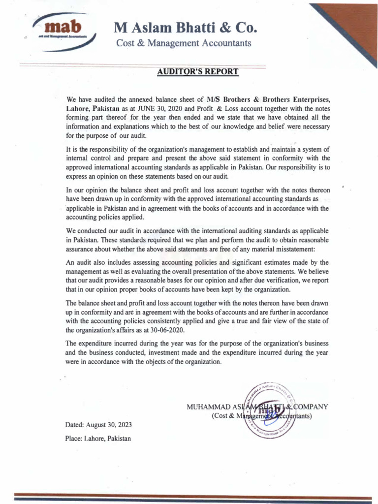 Audit Bro & Bro | PDF | Audit | Auditor's Report