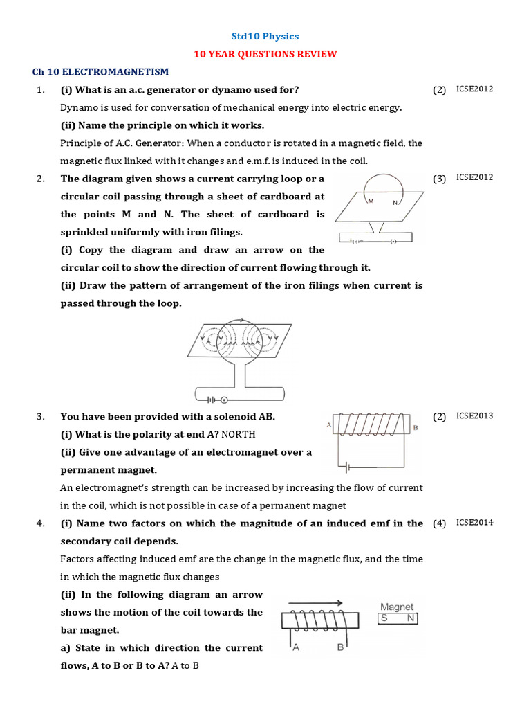 2011-2021 Electromagnetism Questions - ANSKEY | PDF | Electromagnetic ...