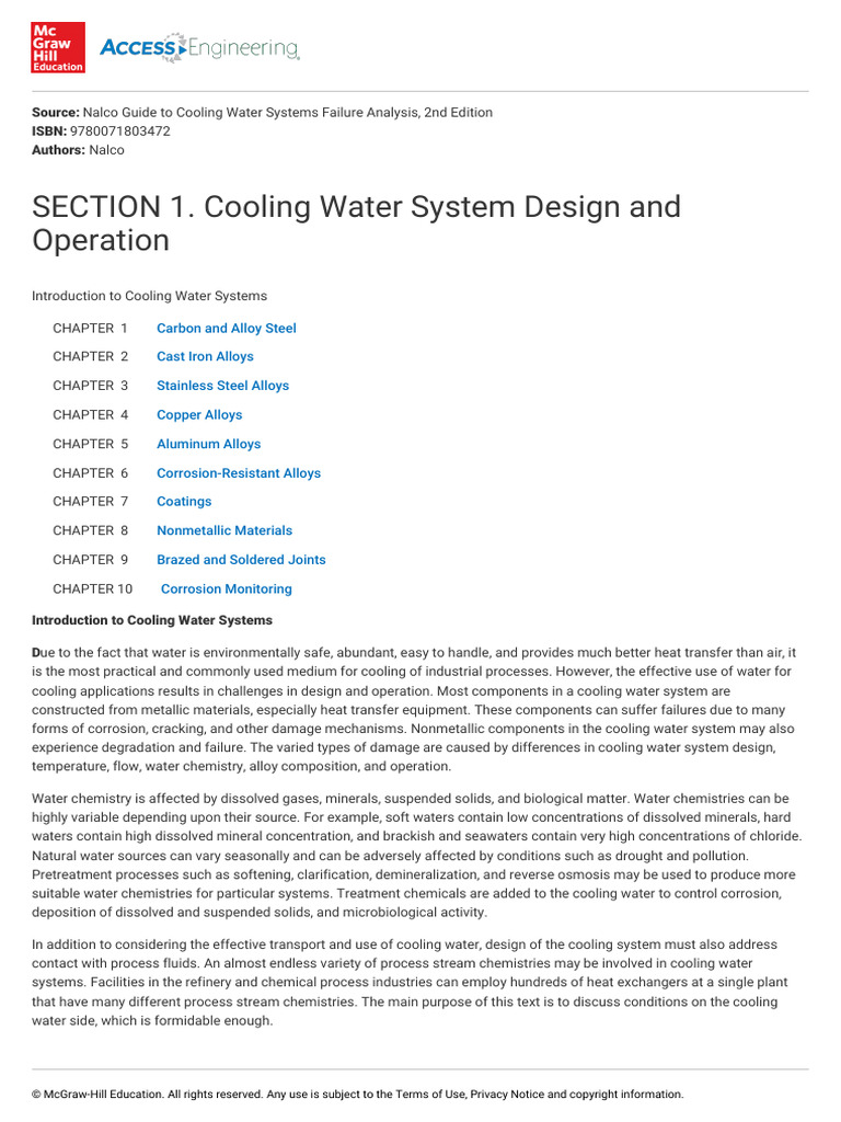 Cooling Water System Design and Operation | PDF
