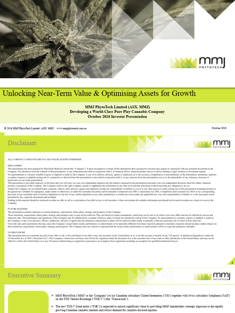 MMJ TSR Presentation v3 | PDF | Medical Cannabis | Business