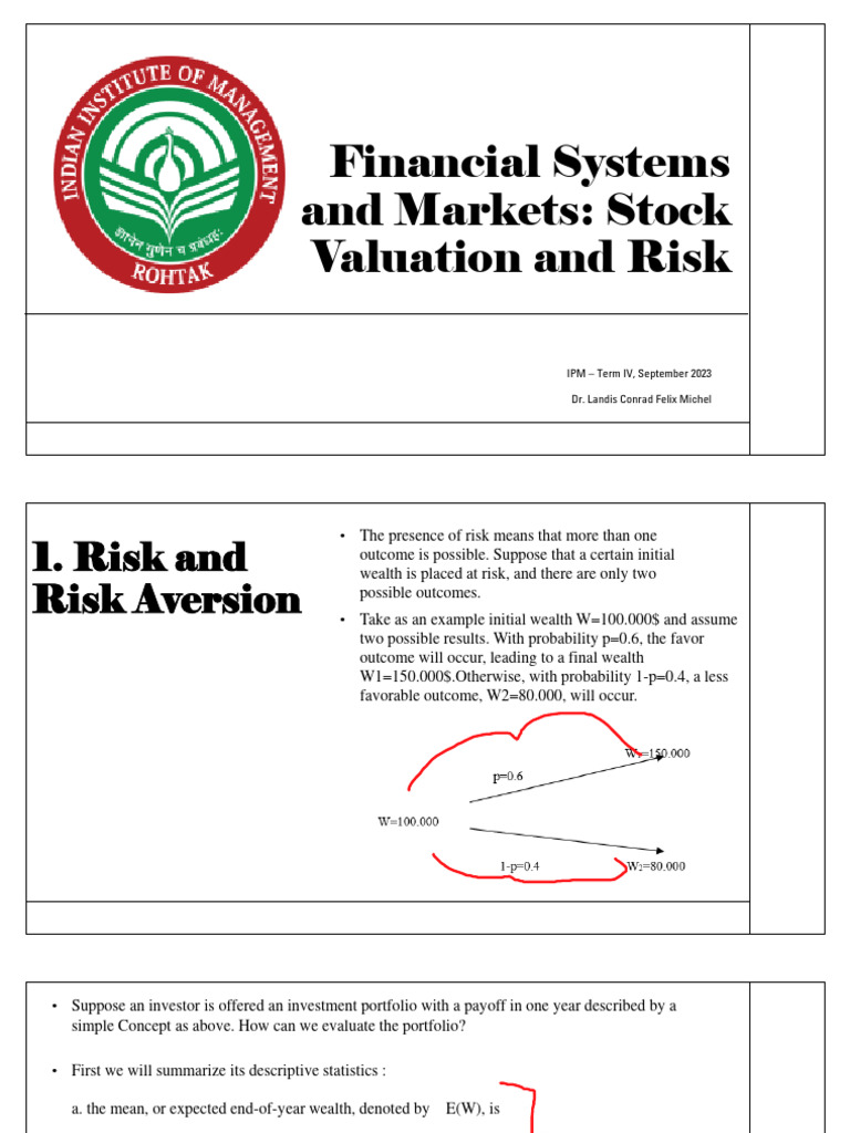 Stock Valuation and Risk Analysis Guide | PDF | Risk Aversion | Risk ...