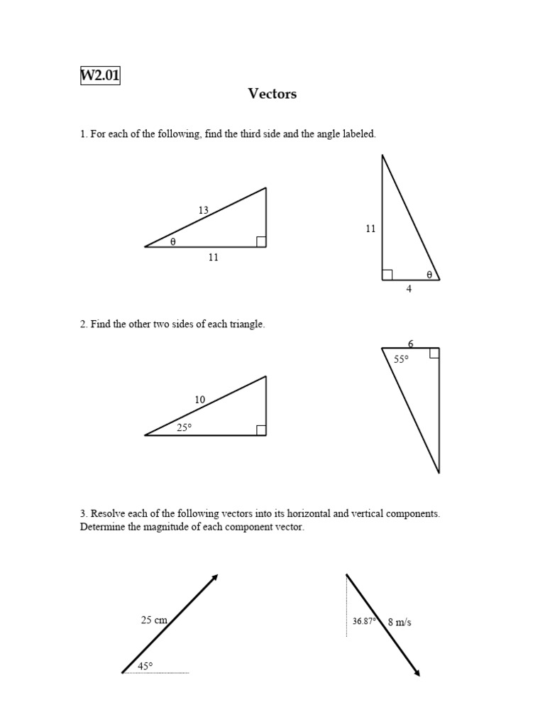 W2 01 Vectorswkey Pdf Euclidean Vector Geometry