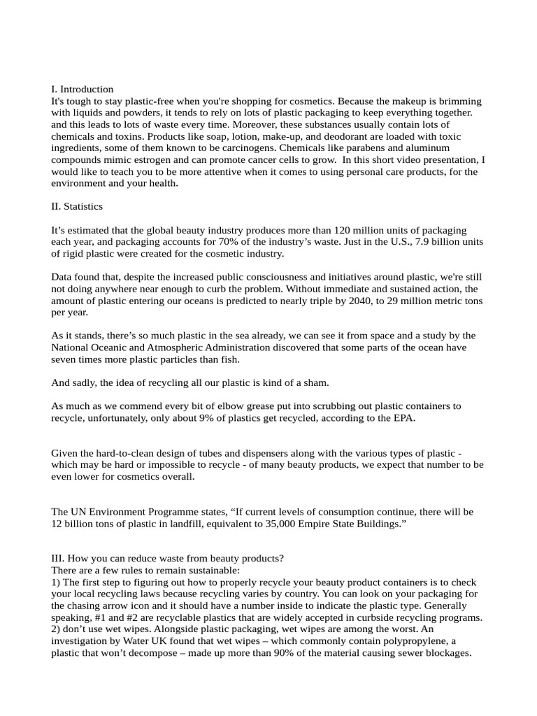 Plastic Pollution in Beauty Industry | PDF | Plastic | Cosmetics
