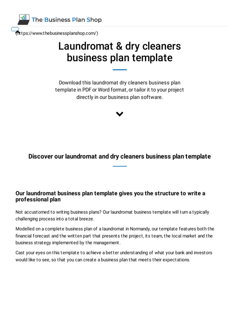 Dry Cleaners & Laundromat Business Plan Template | PDF | Laundry ...