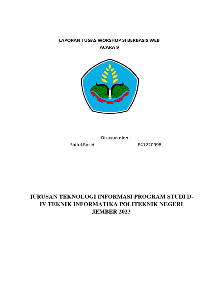 Acara 9 - Golongan B - E41220998 - Saiful Rasid | PDF