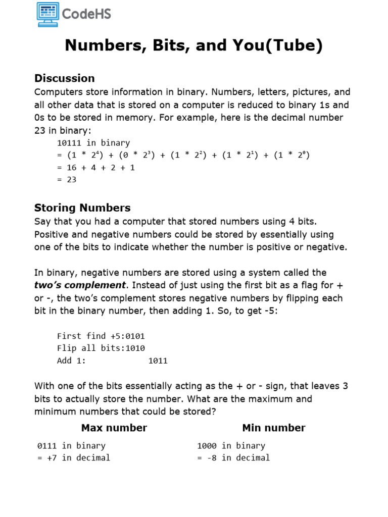 (AP CSP) (Digital Information) (03) (Encoding Text With Binary) Numbers, Bits, and You (Tube ...