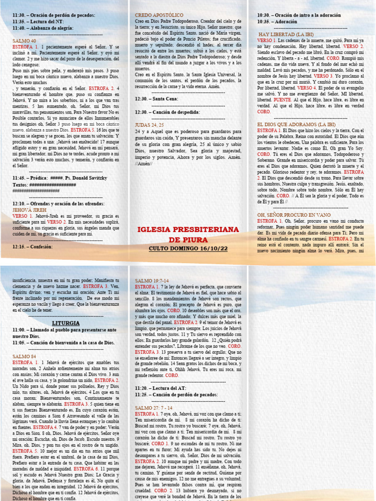 Triptico Iglesia Presbiteriana | PDF