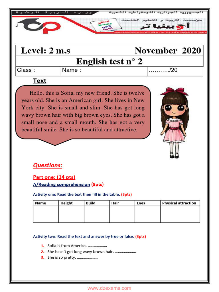 Dzexams 2am Anglais 761868 | PDF | Linguistics