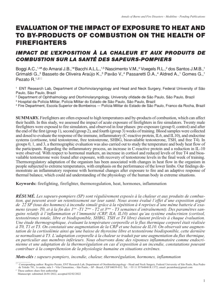 Evaluation of The Impact of Exposure To Heat and To By-Products of ...