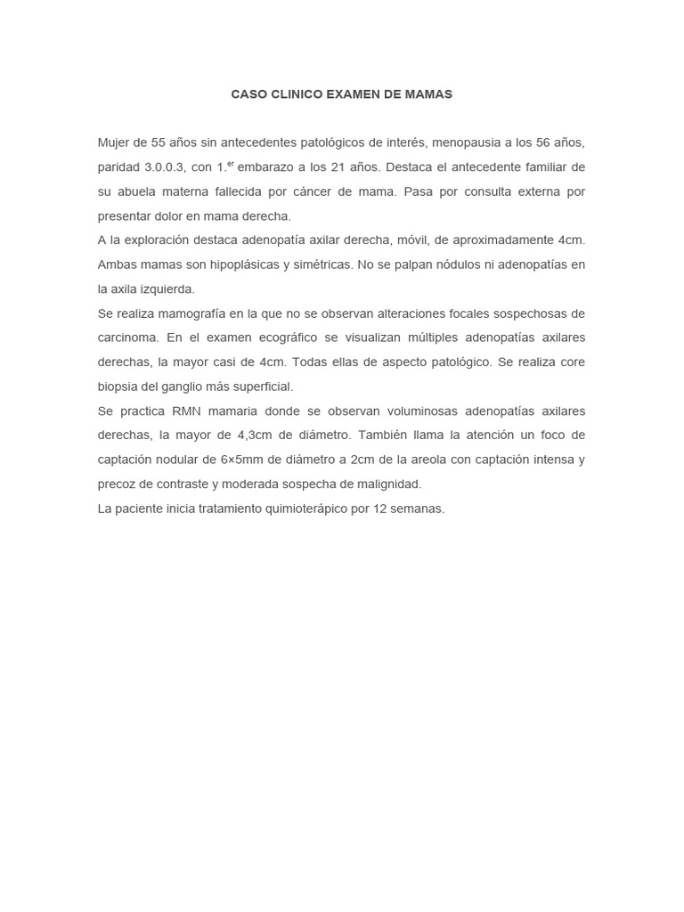 Caso clinico examen de mama | PDF
