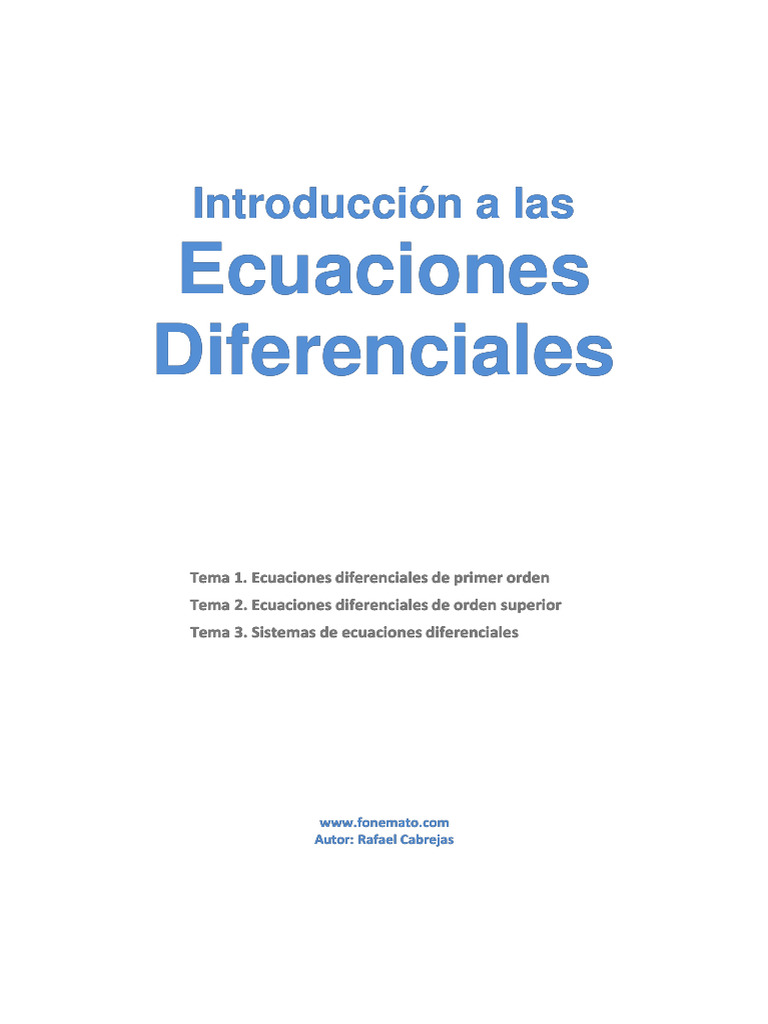 Introducción Ecuaciones Diferenciales-Rafael Cabrejas | PDF