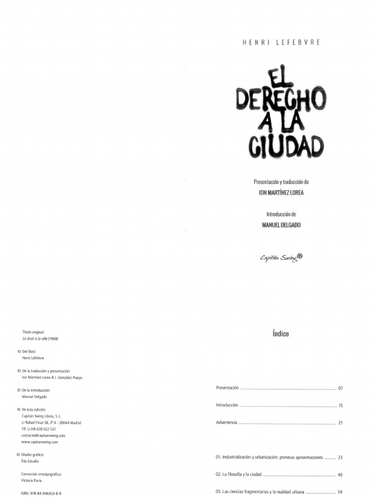 Lefebvre, Henri. El Derecho A La Ciudad. | PDF