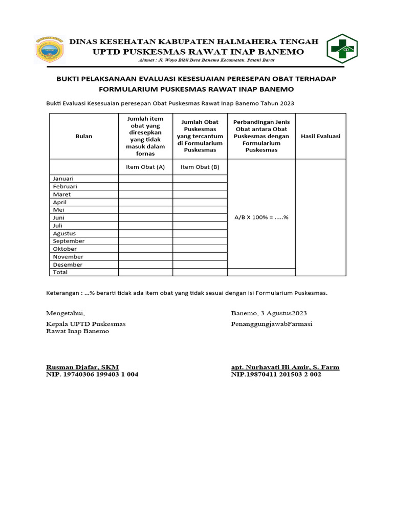 Evaluasi Kesesuaian Resep Dengan Formularium Puskesmas 1 Pdf