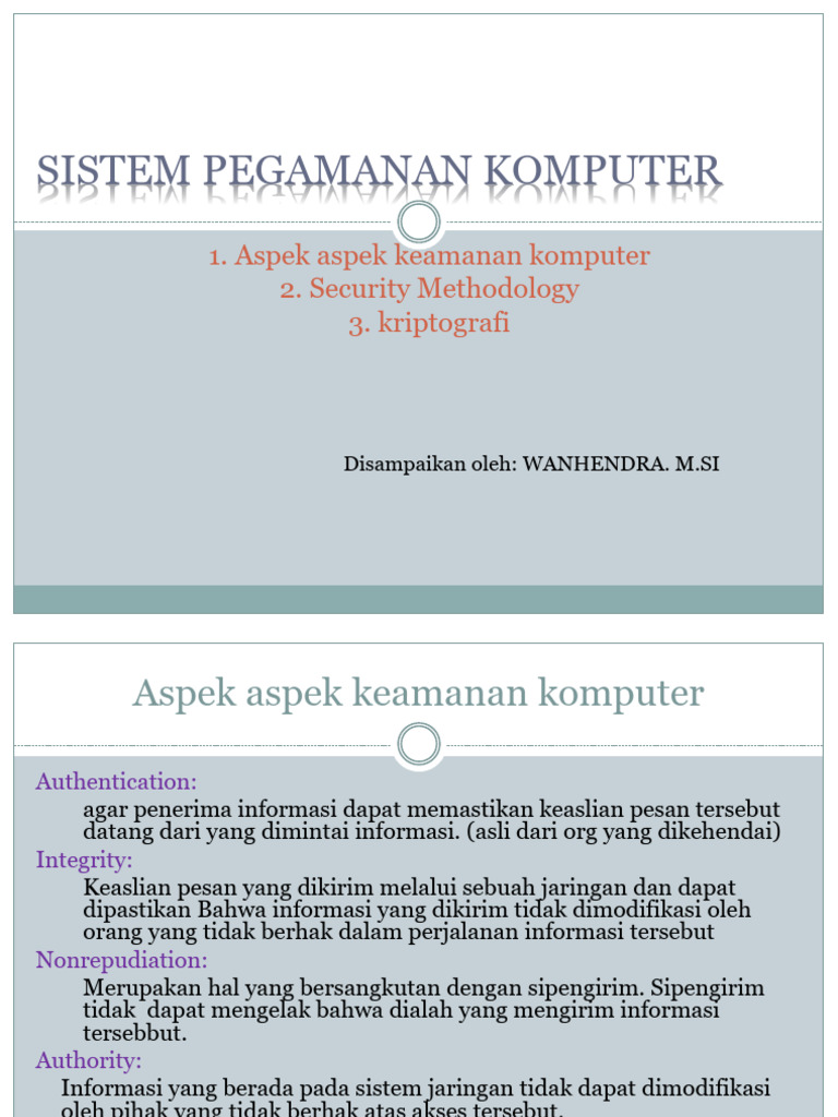 03 Aspek Keamanan Security Kriptografi | PDF