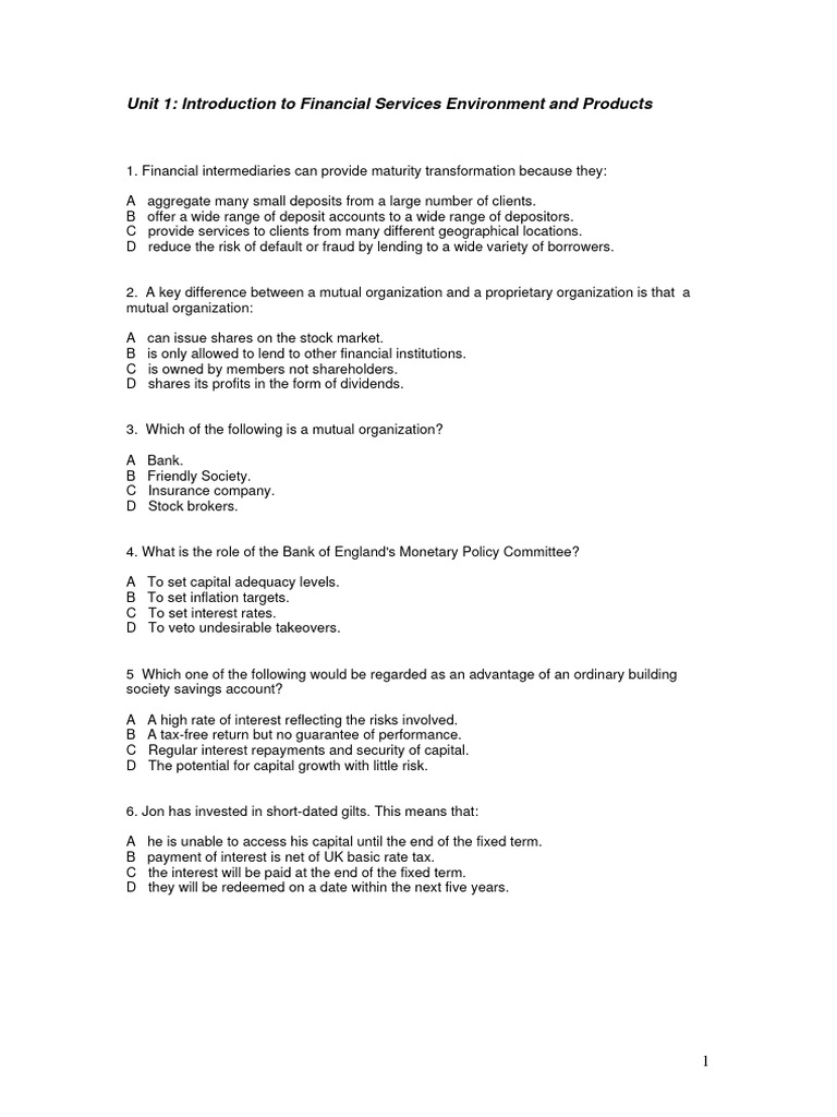CeMAP-1 EXAM B | PDF | Mortgage Loan | Investment Fund