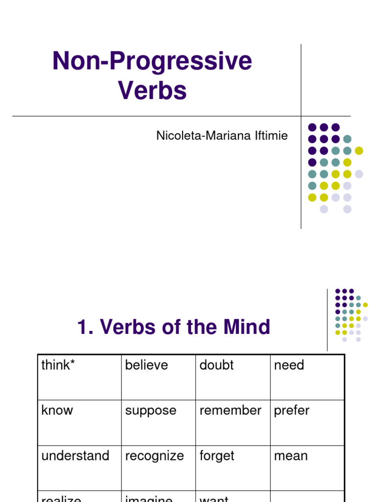 Non Progressive Verbs | PDF Non Progressive Verbs | PDF