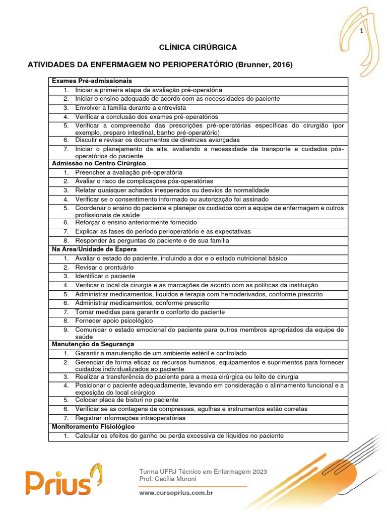 Apostila - Clínica Cirúrgica - Tec. Enf Ufrj 2023 | PDF