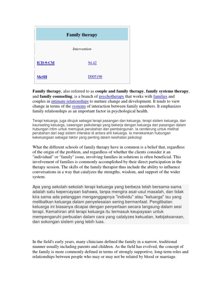 Family Therapy | PDF | Terapi Keluarga | Psikologi Positif