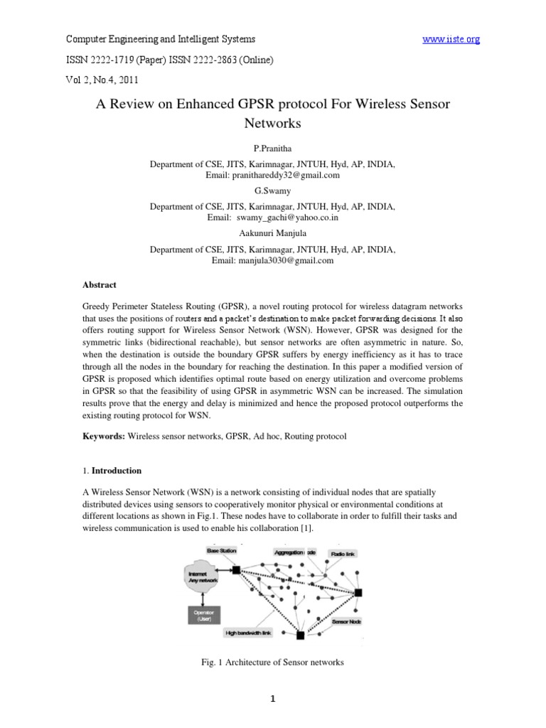 A Review On Enhanced GPSR Protocol For Wireless Sensor Networks | PDF ...