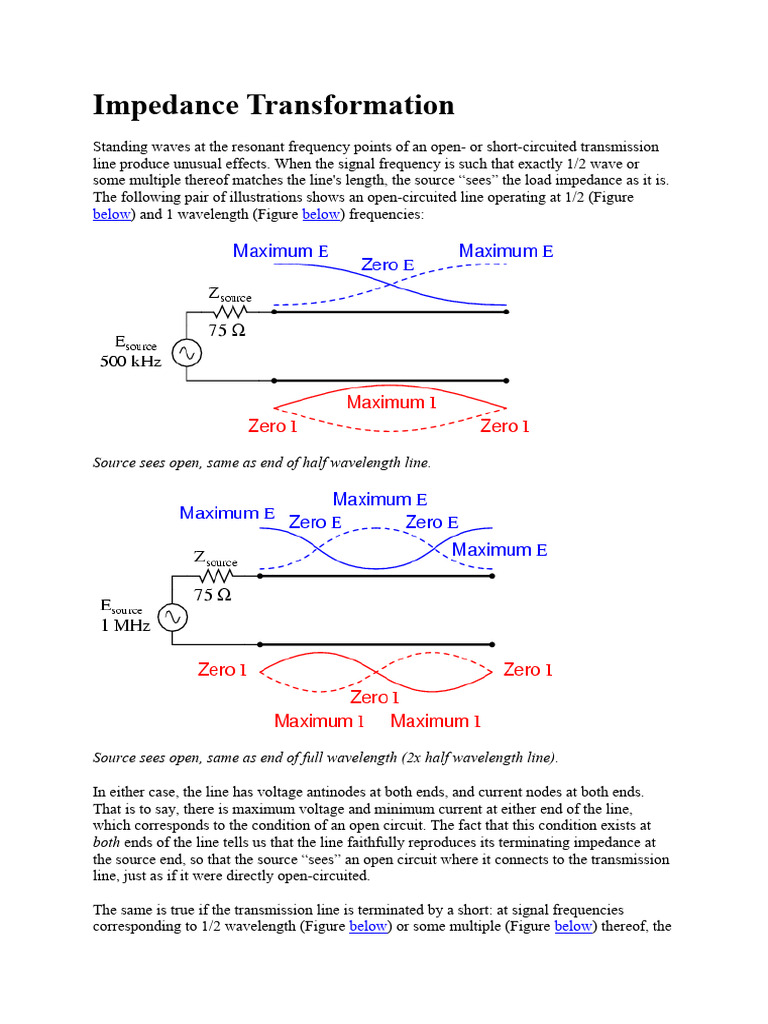 Impedance Transformation in Transmission Lines | PDF | Transmission ...