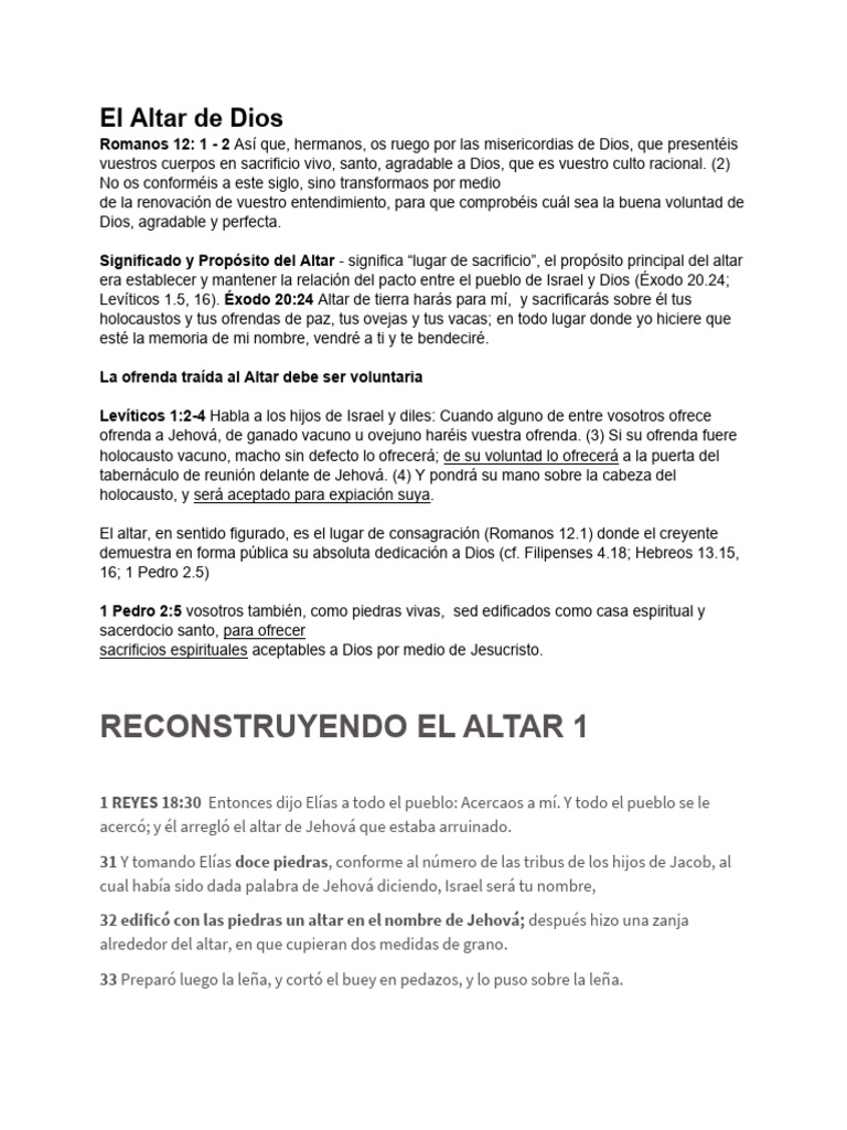 Restaurando el Altar de Dios | PDF | eucaristía | Oración