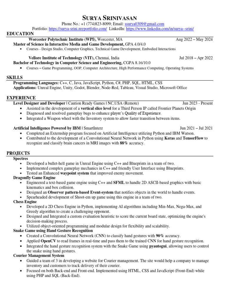 Surya Resume - 10/18 | PDF