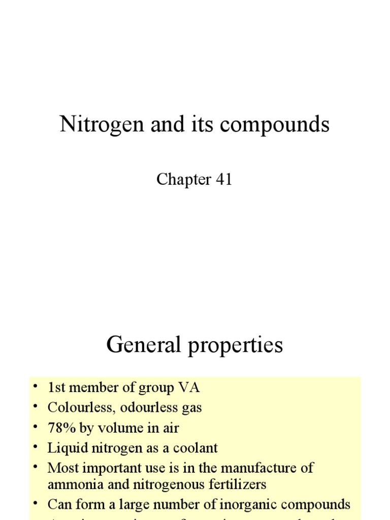 Overview of Nitrogen Compounds | PDF | Nitric Acid | Nitrogen