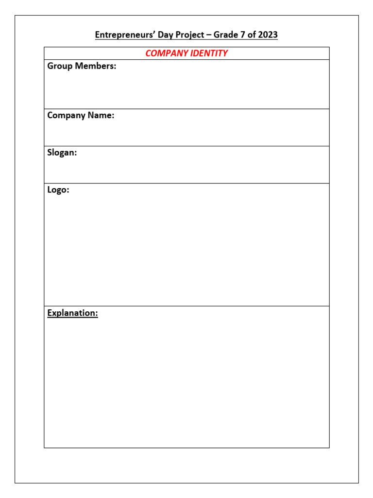 Entrep Day Template For Groups | PDF