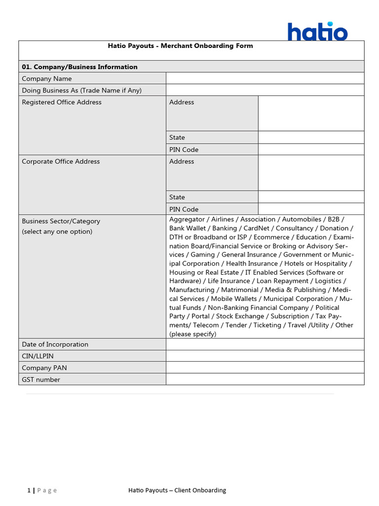 Merchant Onboarding Form - Revised v1.4 | PDF