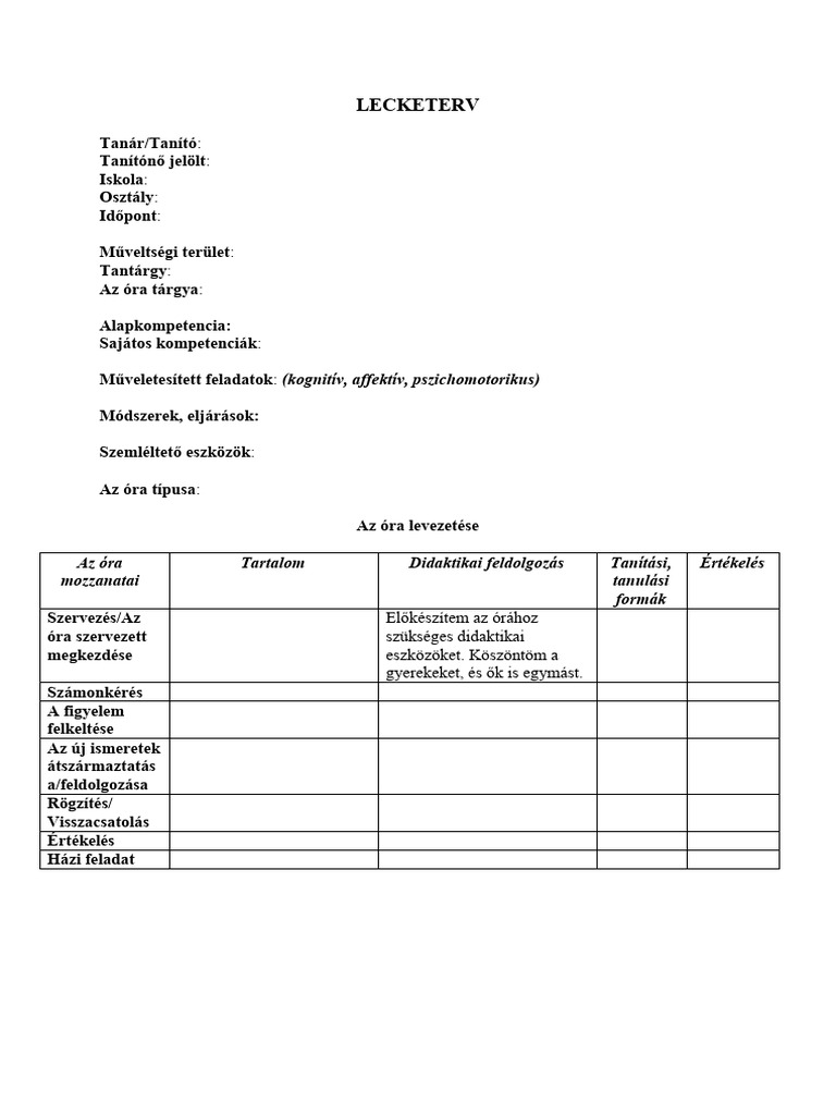 Lecketerv Minta | PDF