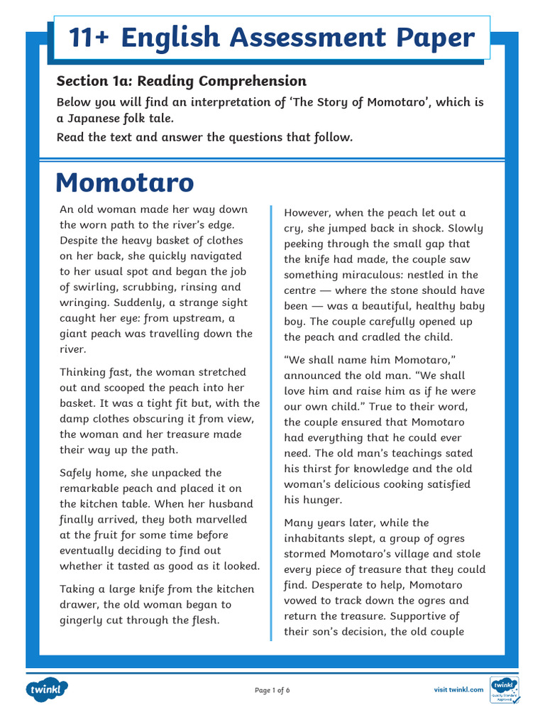 11+ English Assessment Paper | PDF | Mystery, Thriller & Crime Fiction ...